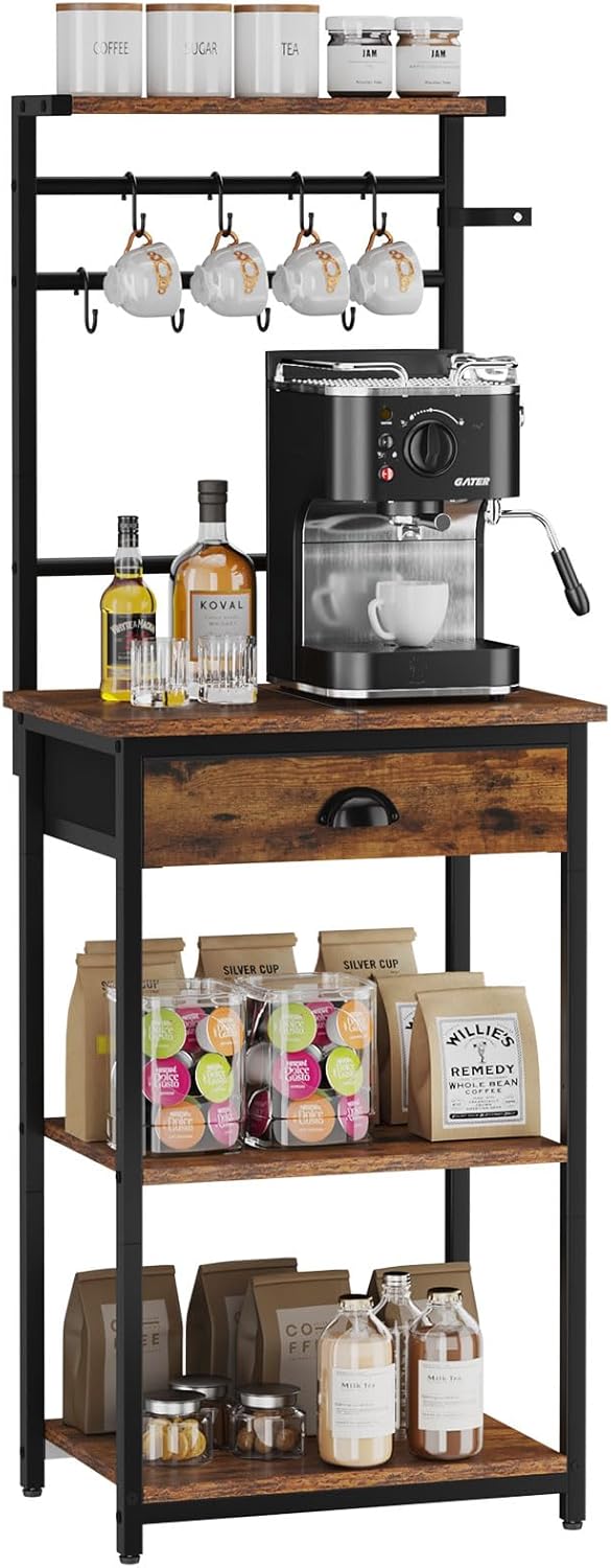 Amazon.com: YMYNY 5 Tier Coffee Bar Station, Coffee Stand with Fabric ...