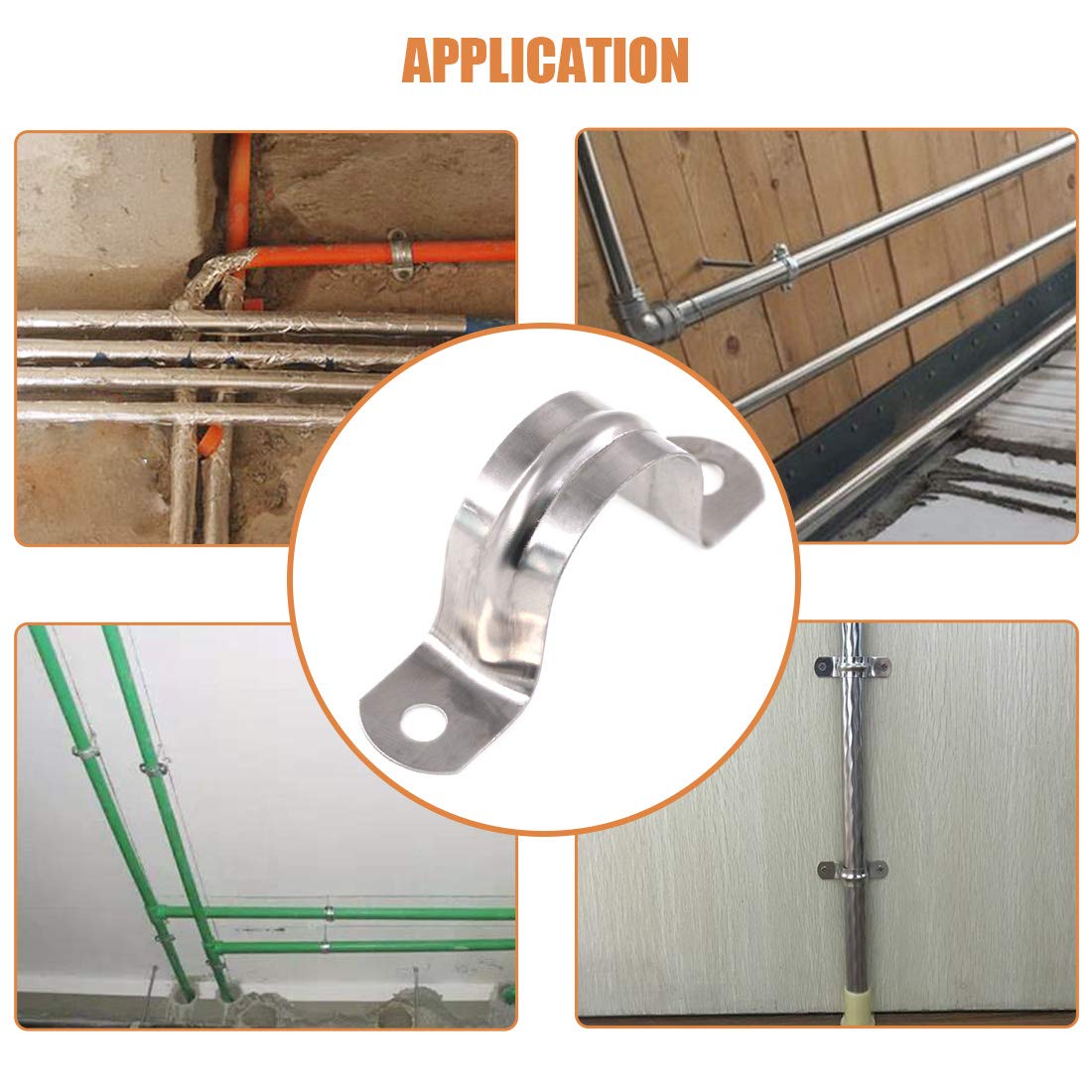 Snapklik.com : Keadic 50Pcs M8 Metric Two Hole Strap U Bracket Tube ...