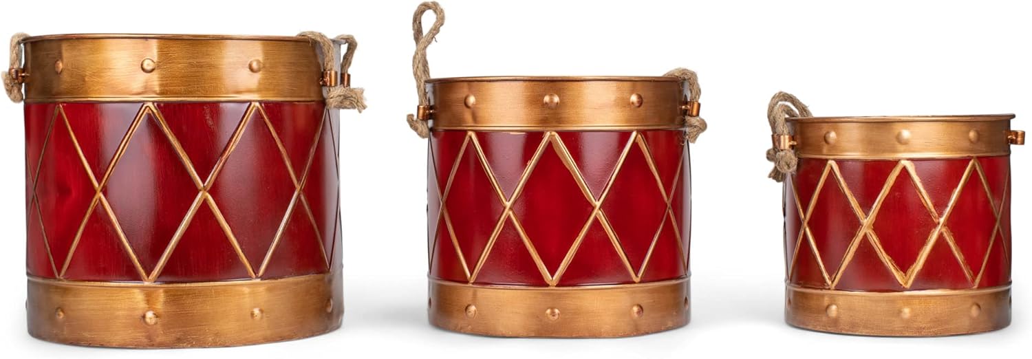 Amazon.com: Cubierta de árbol de tambor rojo y dorado, : Hogar y Cocina