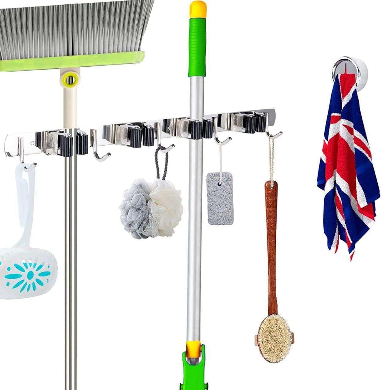 Amazon.com: Garnen Mop and Broom Organizer (3 Racks 4 Hooks), Heavy ...