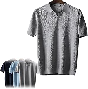 XTRANSF Tom Harding Knitted Polo Shirt Solid Color Mens Cotton Knit ...