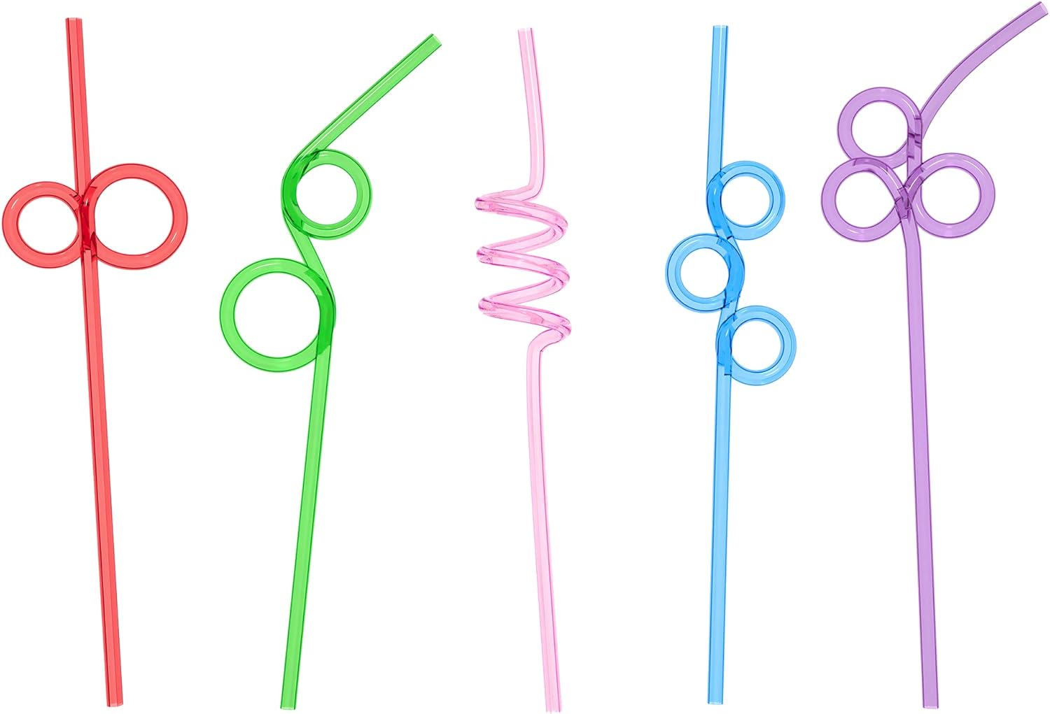 Amazon.com: Fiesta First 40 Premium Long Crazy Silly Straws Assorted ...