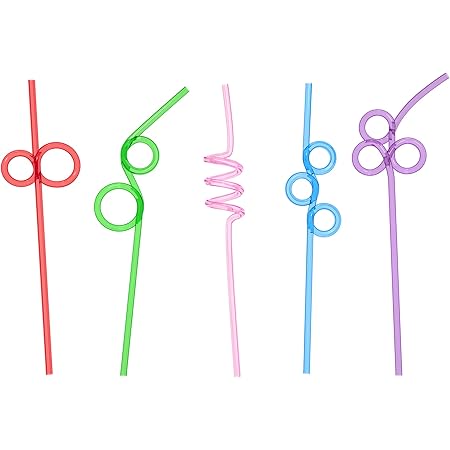 Amazon.com: 6 Pcs Wavy Glass Straw Reusable Curved Silly Glass Straws ...