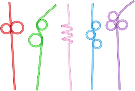 Amazon.com: Fiesta First 10 Premium Long Crazy Silly Straws Assorted ...