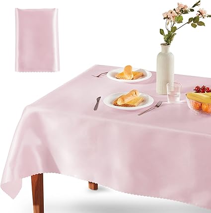 Amazon.com: Homiest Satin Tablecloth, 60 x 84 Inches Light Pink, Bright ...