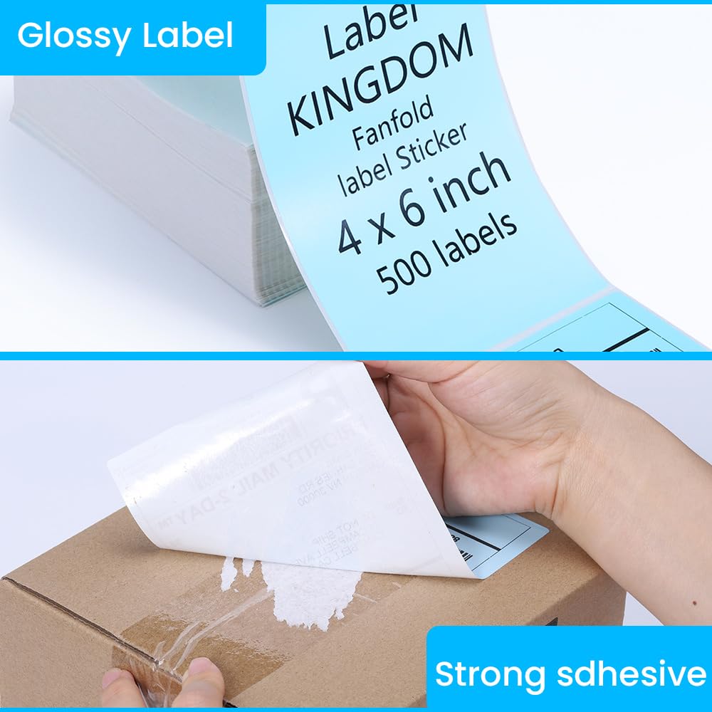 Snapklik.com : Thermal Label Printer Paper, 4"x 6" 500-Fanfold Blue ...