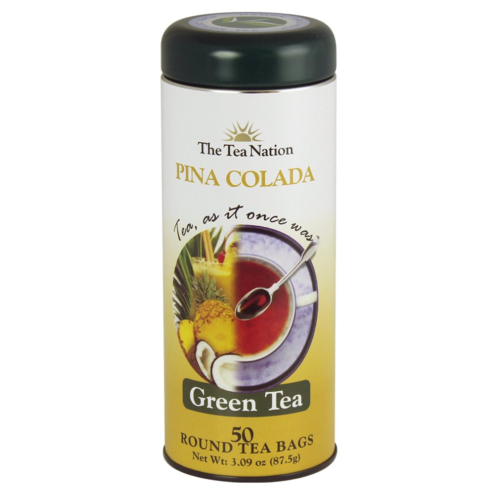 Amazon.com : The Tea Nation Round Green Tea Bags, Pina Colada, 50-Count ...