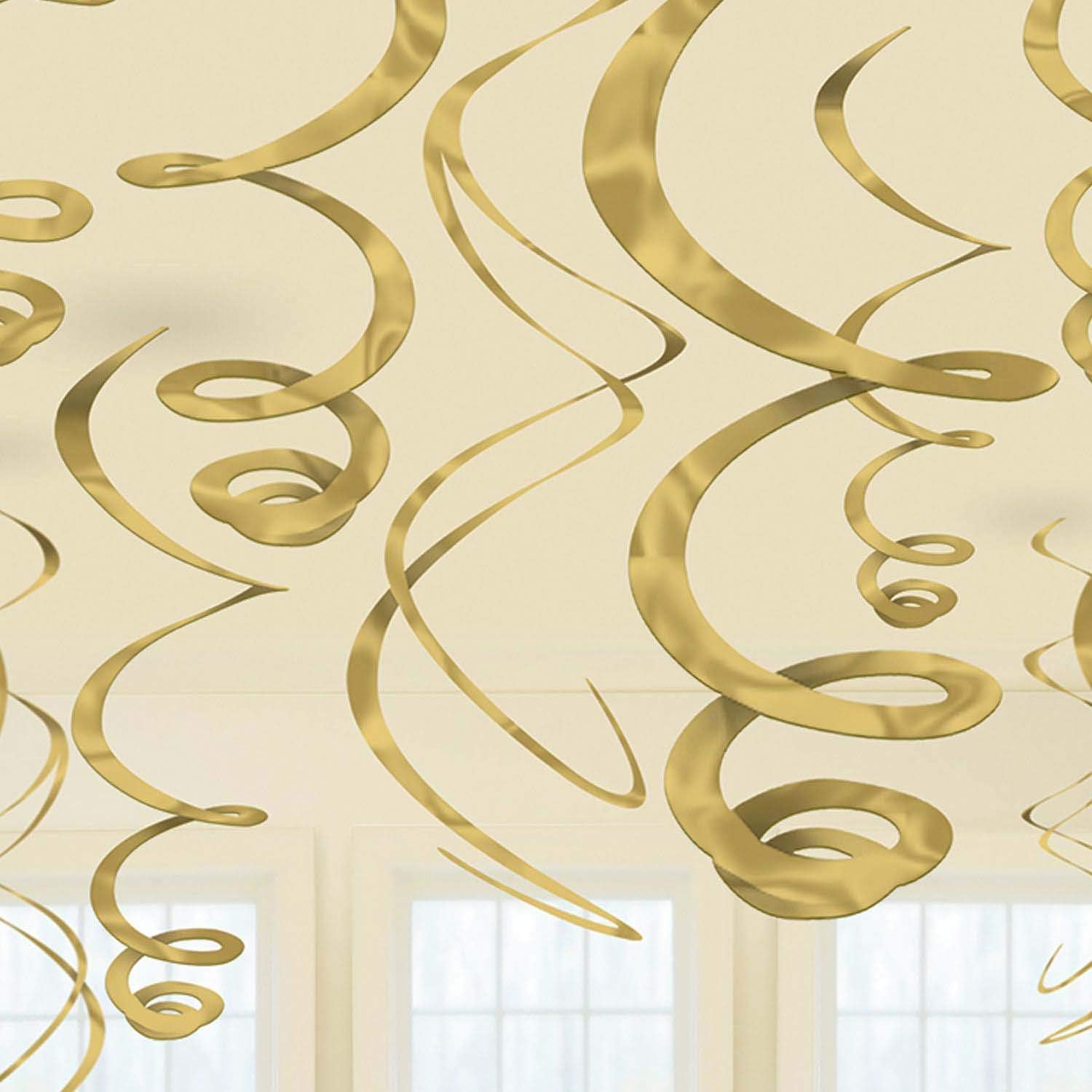 Amazon.com: Dazzling Gold Plastic Swirl Decorations - 22" (Pack of 12 ...