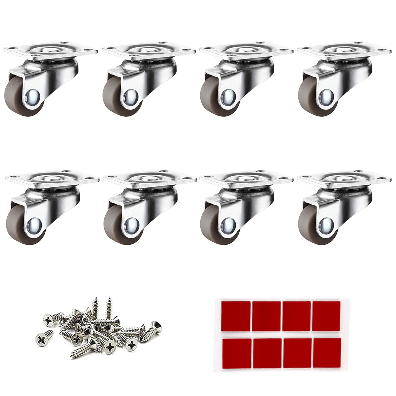 Mini Caster Wheels 0.5 Inch, Low Profile Swivel Casters with Self ...