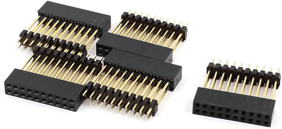 Amazon.com: uxcell 5 Pcs 2mm Pitch 2x10 Pin Female Dual Row Gold ...