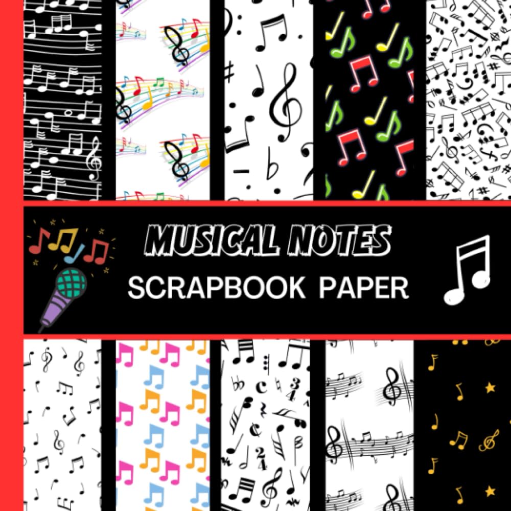 Music Notes Scrapbook Paper: 20 Double Sided Sheets 8.5 x 8.5 for ...