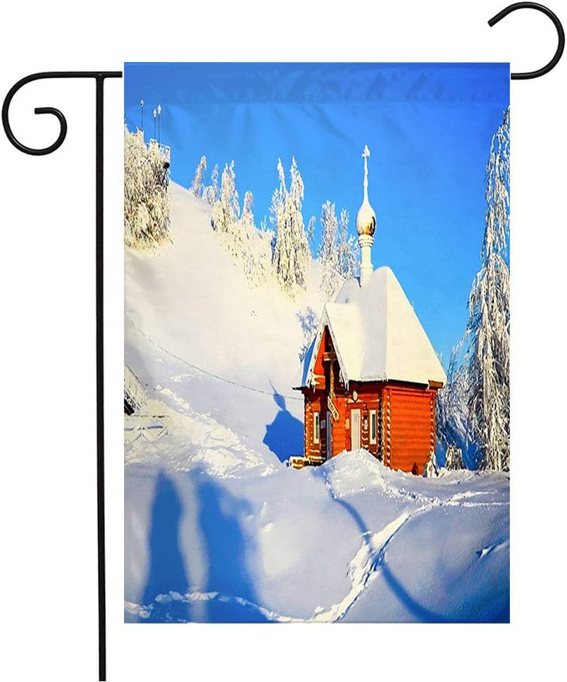 Amazon.com : Garden Flag Welcome Flag Park Snow Covered Winter Forest ...