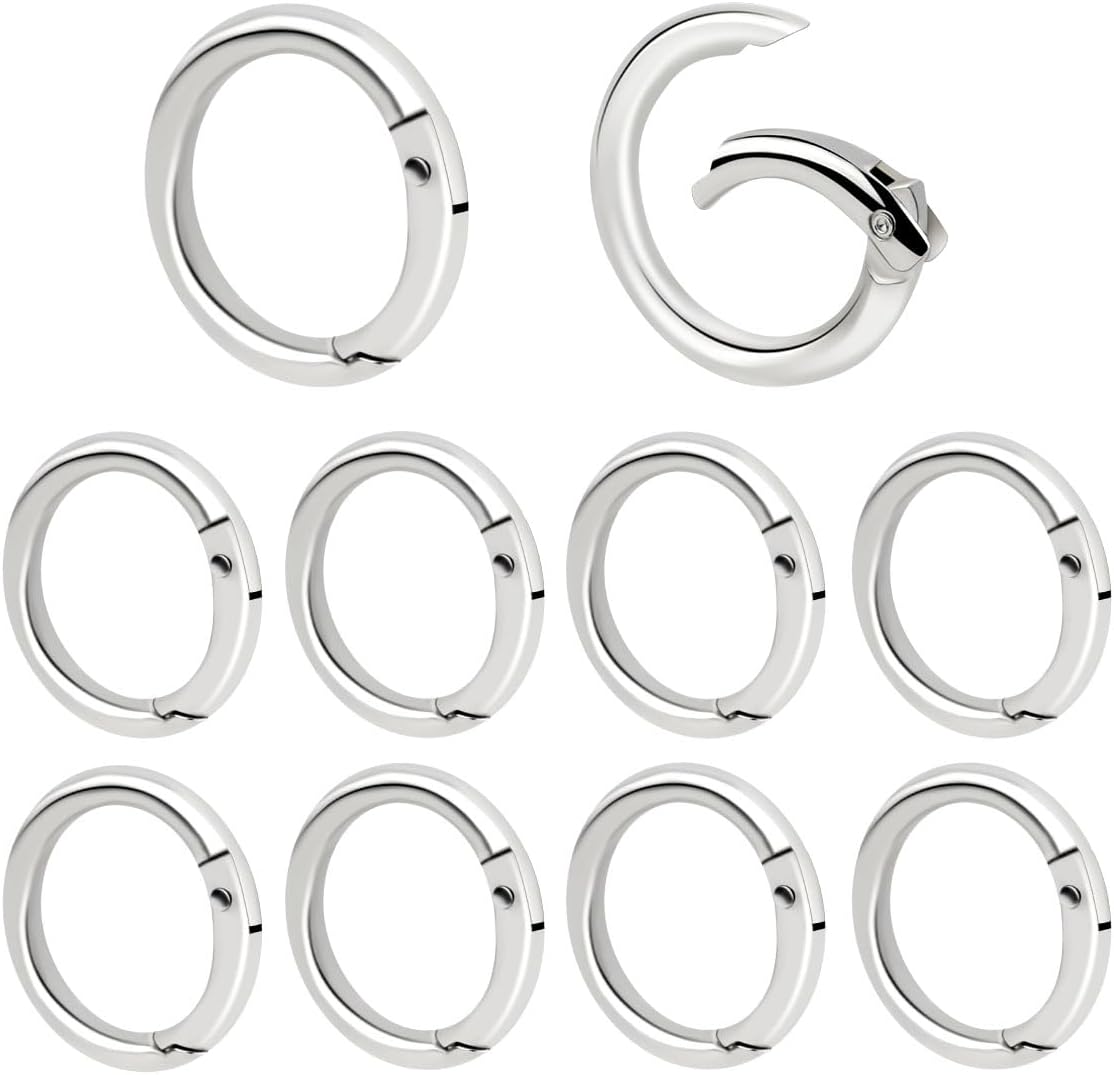 Amazon.com: 10 Pack Spring O Rings Round Carabiner Clip Key Ring Buckle ...