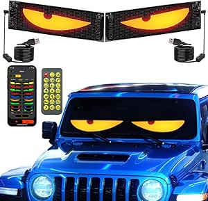 Amazon.com: 2pcs Car LED Devil's Eye Flexible Folding Screen Dynamic Trucks Windshield Animation ...