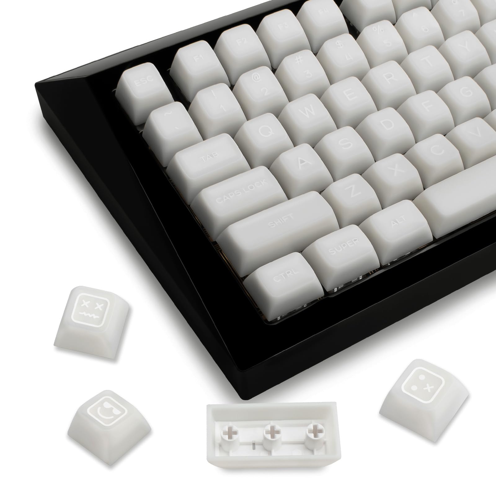 Amazon.com: YIMAGUJRX White Jade PBT keycaps 142 Keys, Double Shot PBT ...