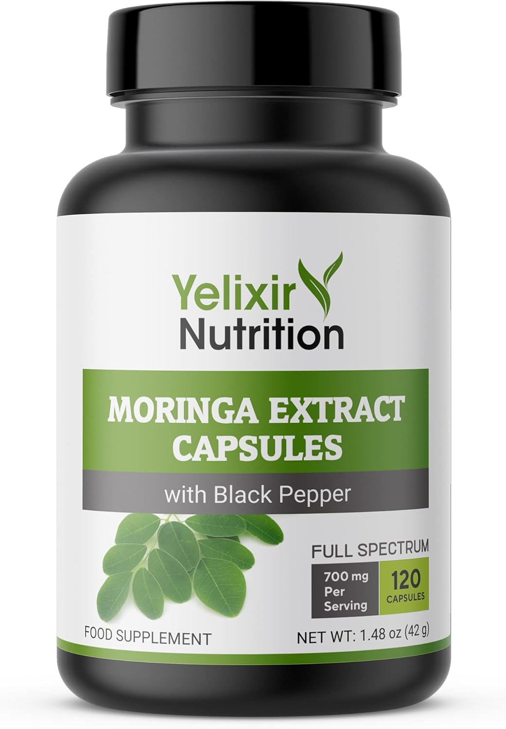 Yelixir Nutrition Moringa Capsules 4250mg, High Strength Moringa Leaf ...