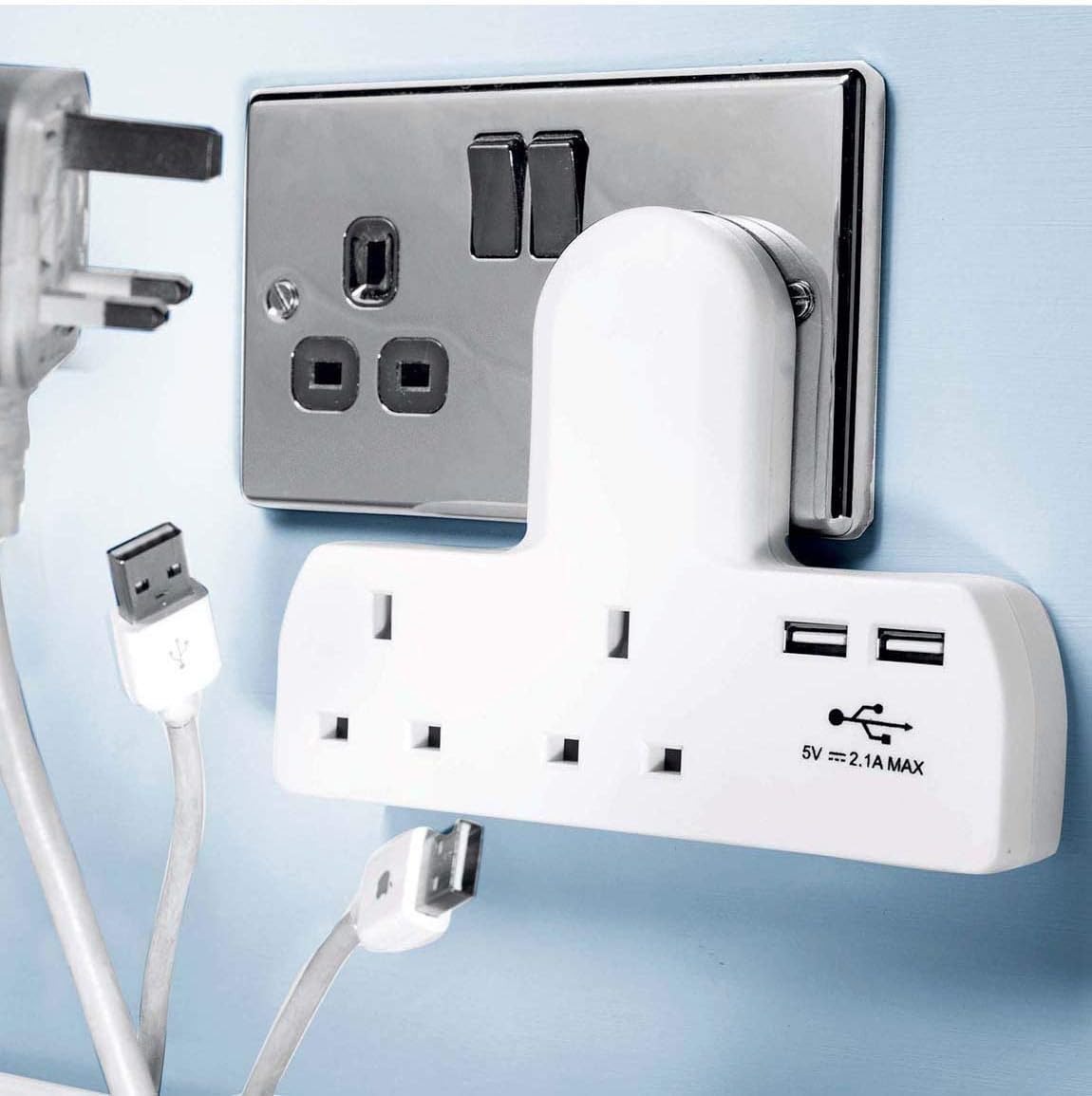 STATUS USB Multi Plug Adapter, Double Port USB Power Adapter White ...