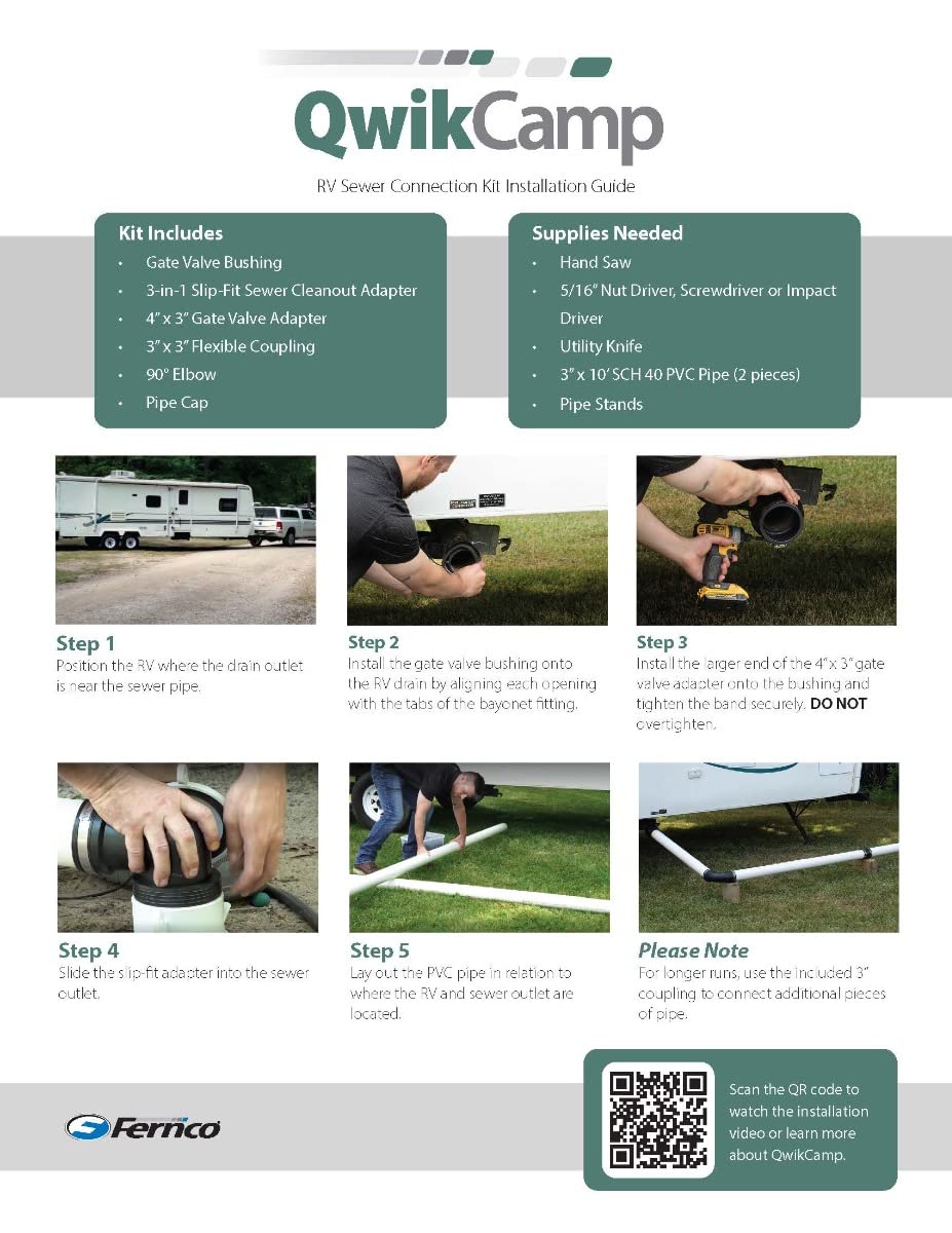 Snapklik.com : Fernco QwikCamp RV And Camper Sewer Waste Plumbing ...