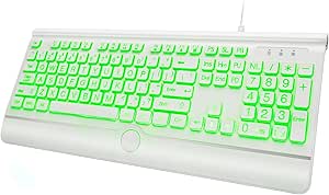 Amazon.com: KOPJIPPOM Large Print Backlit Computer Keyboard, USB Full ...