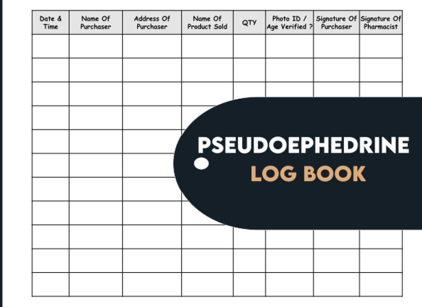 Pseudoephedrine Log Book: Pseudoephedrine and Drugs Log Book to Track ...