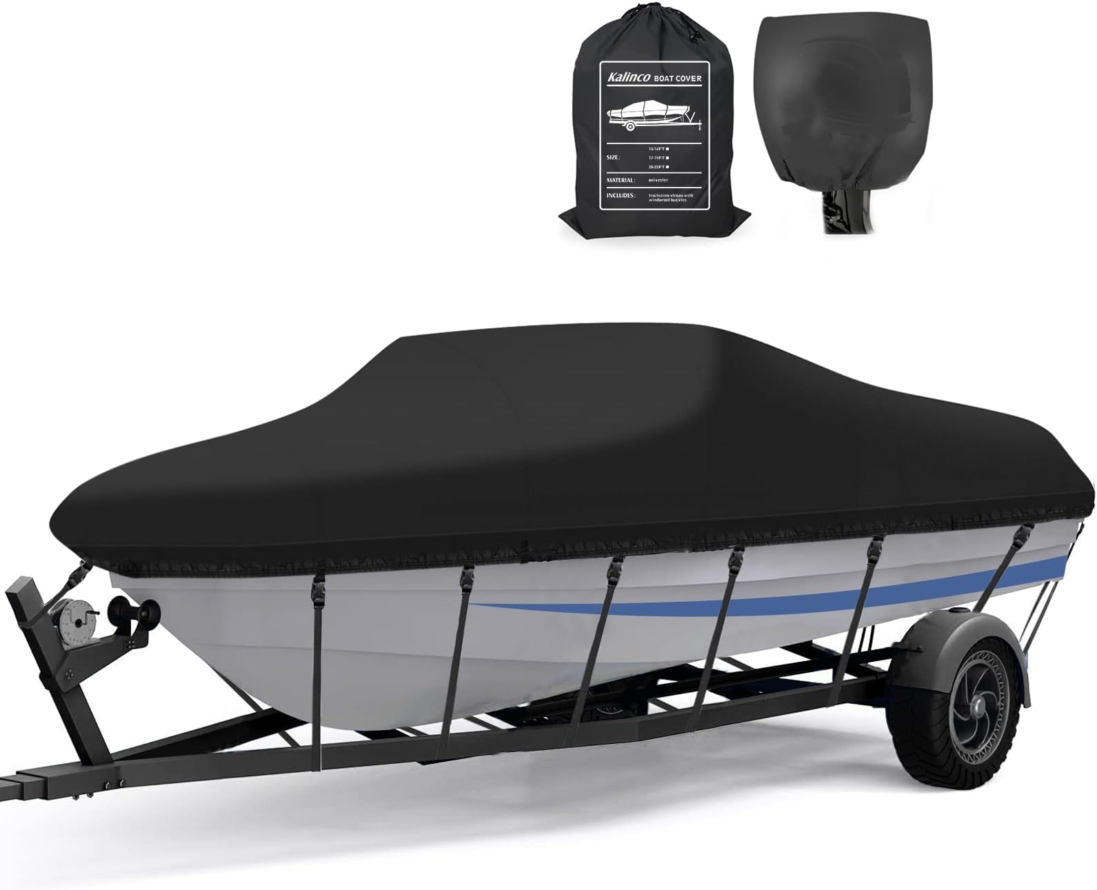 KALINCO Boat Cover, Heavy Duty 900D Waterproof Boat Cover with Motor ...