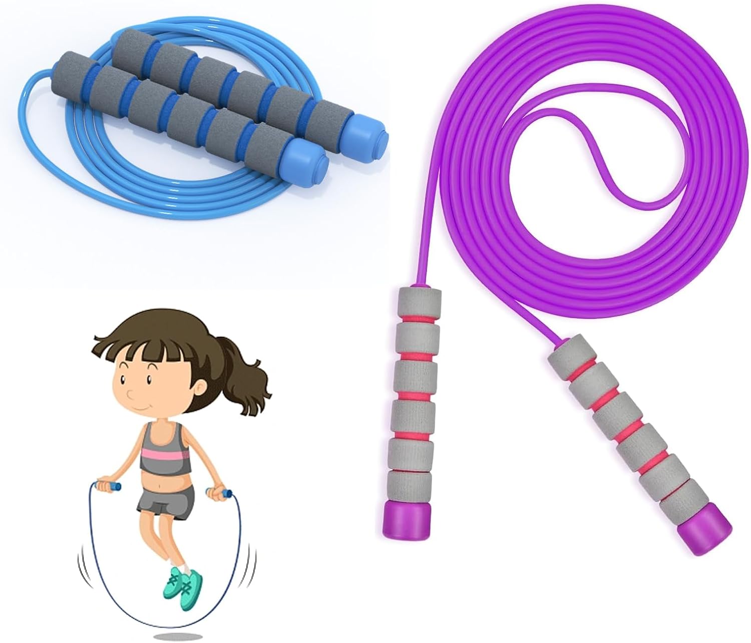 2Pcs Skipping Rope Kids, 3m Kids Skipping Rope, Adjustable Skipping ...
