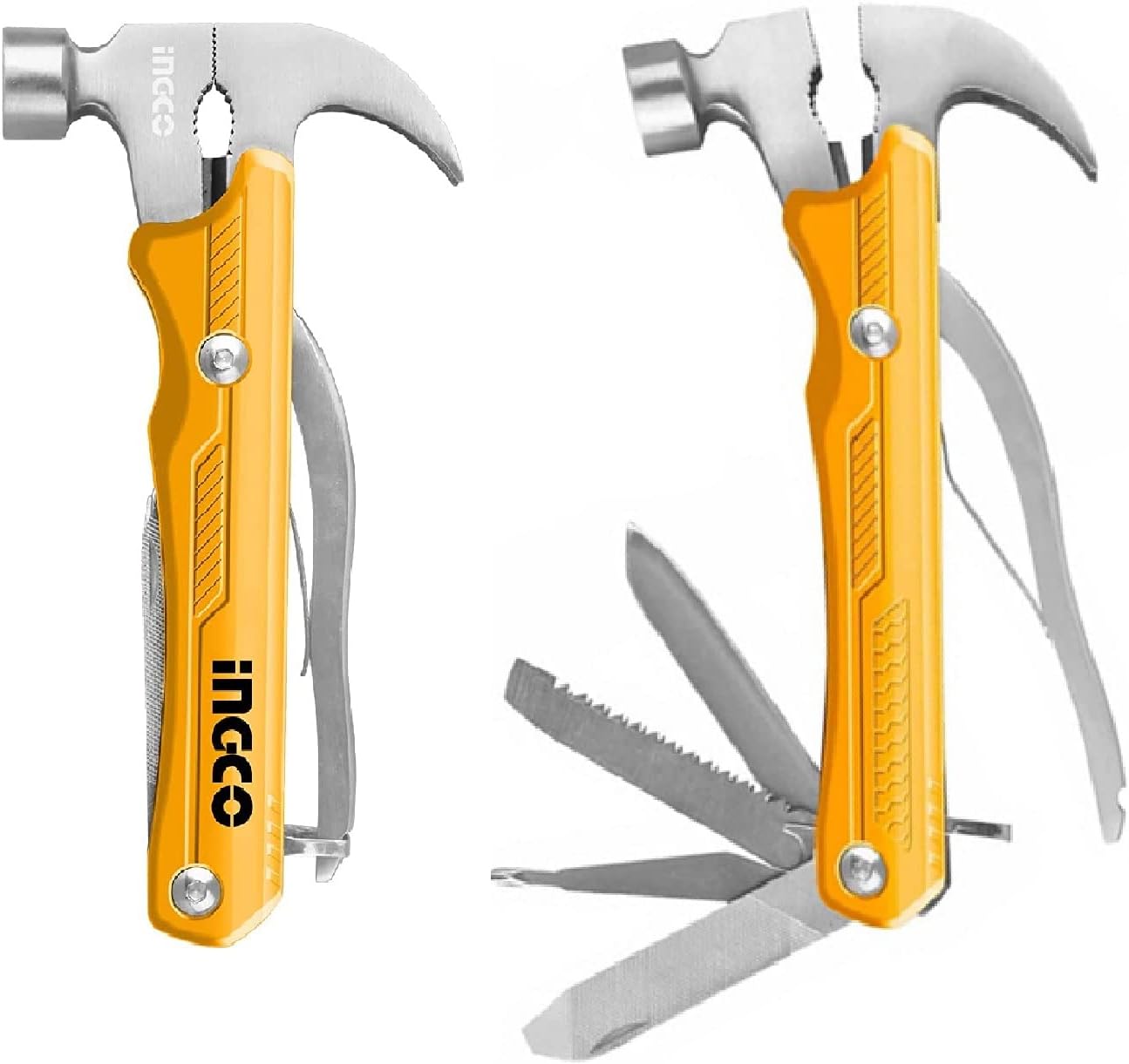INGCO Multipurpose Tool Kit, 12 in 1 Multitool, Multi-Function Hammer, Survival Tools Small ...