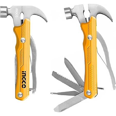 INGCO Multipurpose Tool Kit, 12 in 1 Multitool, Multi-function Hammer, Stainless Steel with ...