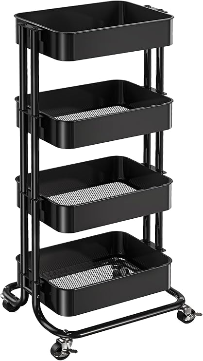 Amazon.com: Pipishell 4 Tier Metal Rolling Utility Cart, Heavy-Duty ...