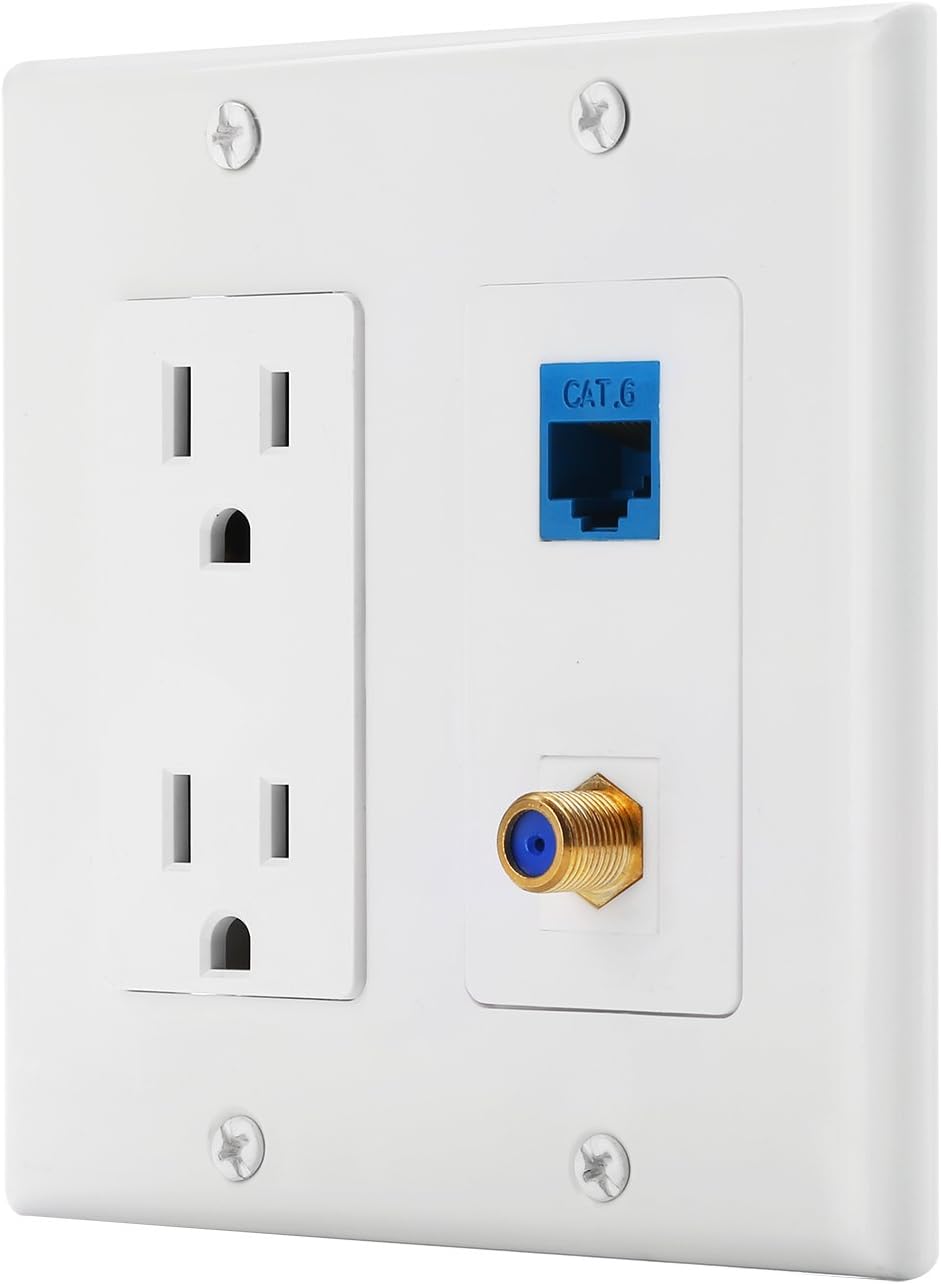 Amazon.com: IBL-15A Power Outlet, 1 Port Cat6 Ethernet, 1 Port Coax ...