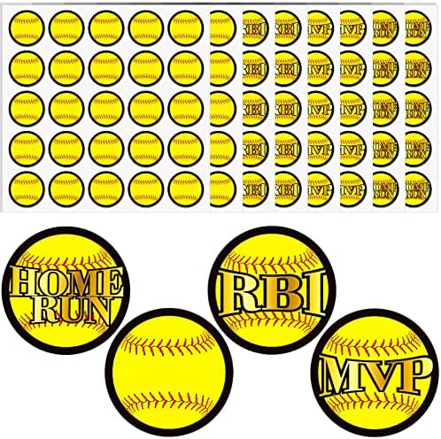 Amazon.com: Crtiin 200 Pcs Baseball Softball Stickers 8 Sheets Self ...