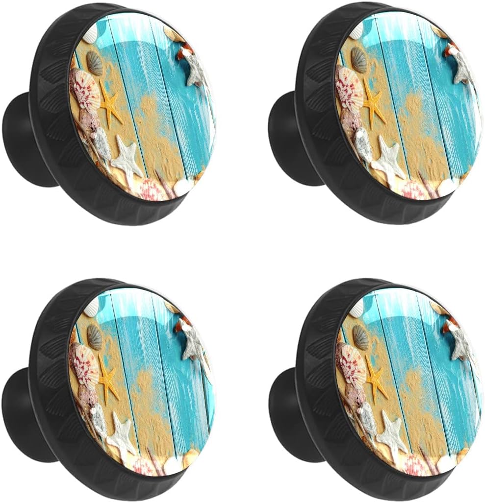 LUCYHOME Drawer Knobs Sea Beach Seashells Pull Handle Crystal Glass ...