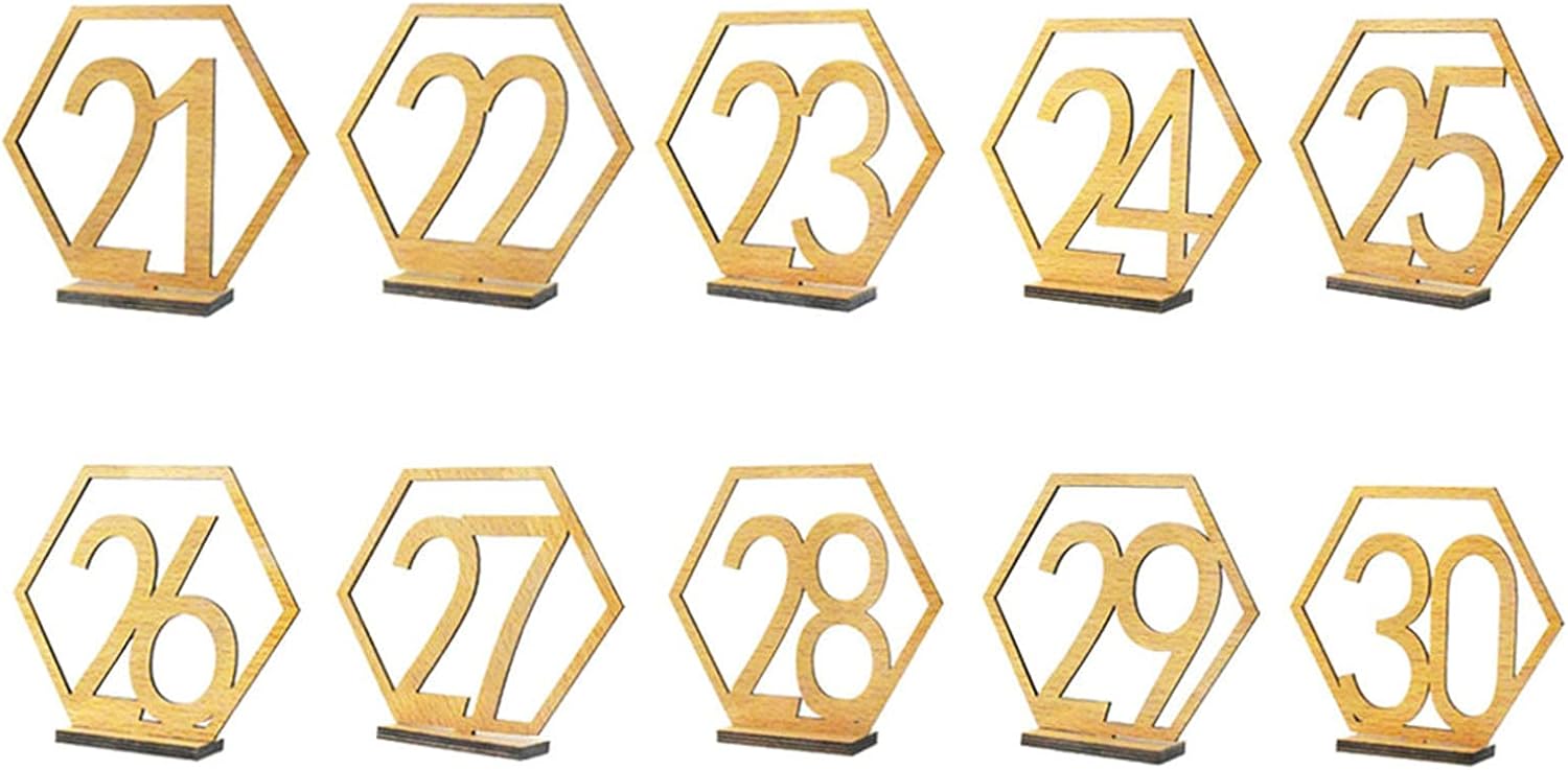 Amazon.com: SUNFECILI 10 Pcs Wooden Table Numbers, Hexagon Hollow Out ...