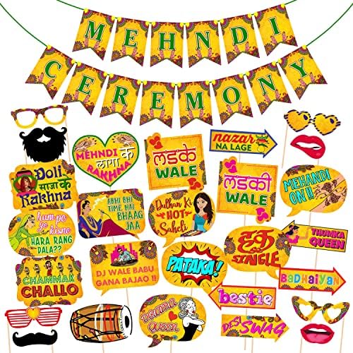 Zyozique 27 Pcs Mehandi Props for Photoshoot & 1 Pcs Mehndi Ceremony ...