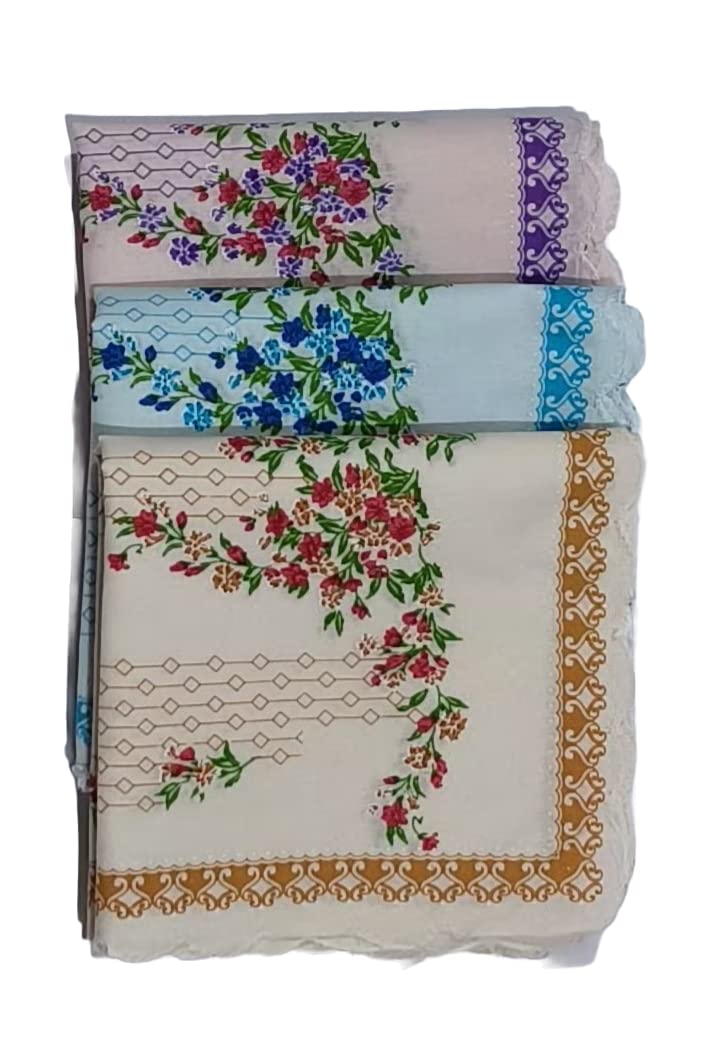Buy ARTCCOT® Ladies Cotton Handkerchief | Energetic Flower Design| Size ...