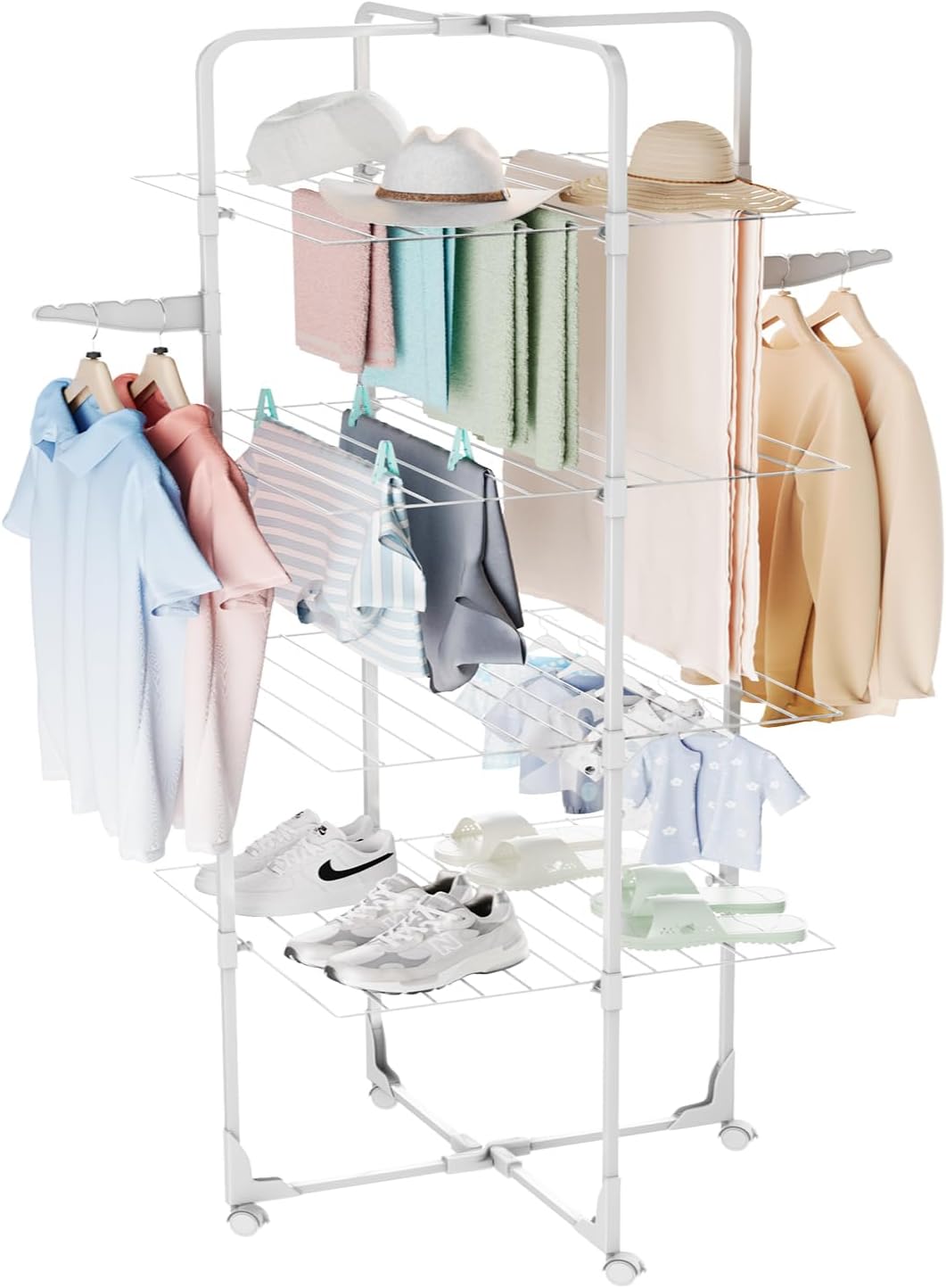 Amazon.com: Luxe Laundry 4-Tier Clothes Drying Rack - Foldable ...