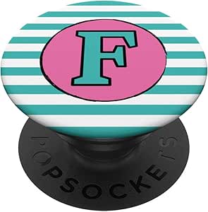Amazon.com: Preppy Pink and Teal Stripes Initial Monogram Letter F ...