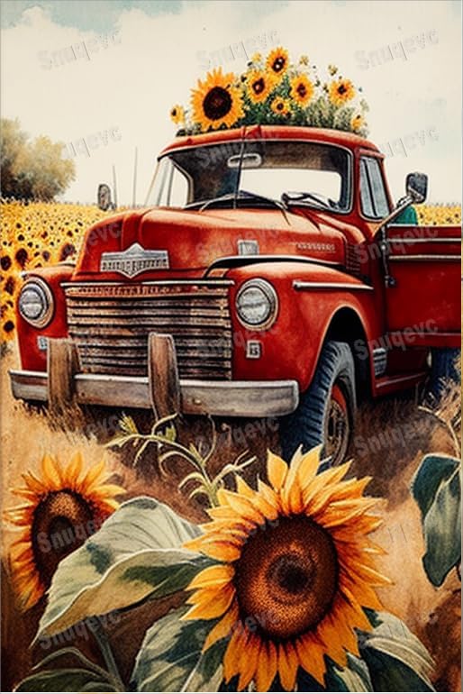 Amazon.com: Rustic Sunflower Ride Jigsaw Puzzle - 1000 Piece Adult ...