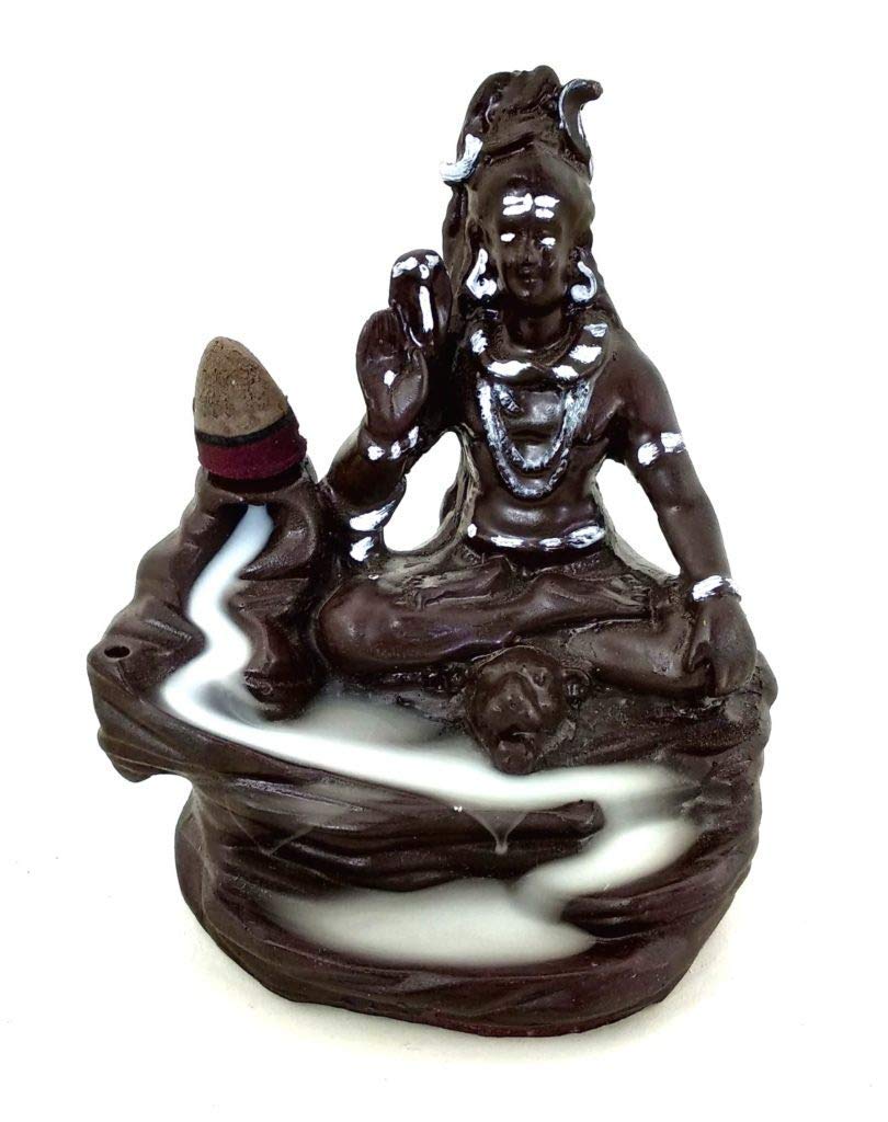 Sunrise Lord Shiva Sitting Smoke Backflow Cone Incense Holder with 10 ...
