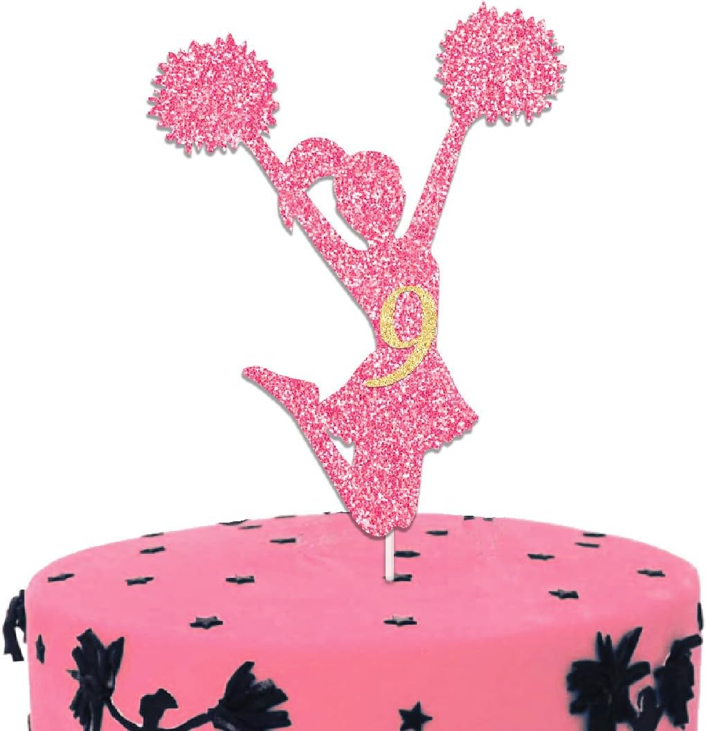Amazon.com: Cheerleader 9 Cake Toppers 9th Birthday Decoration with ...