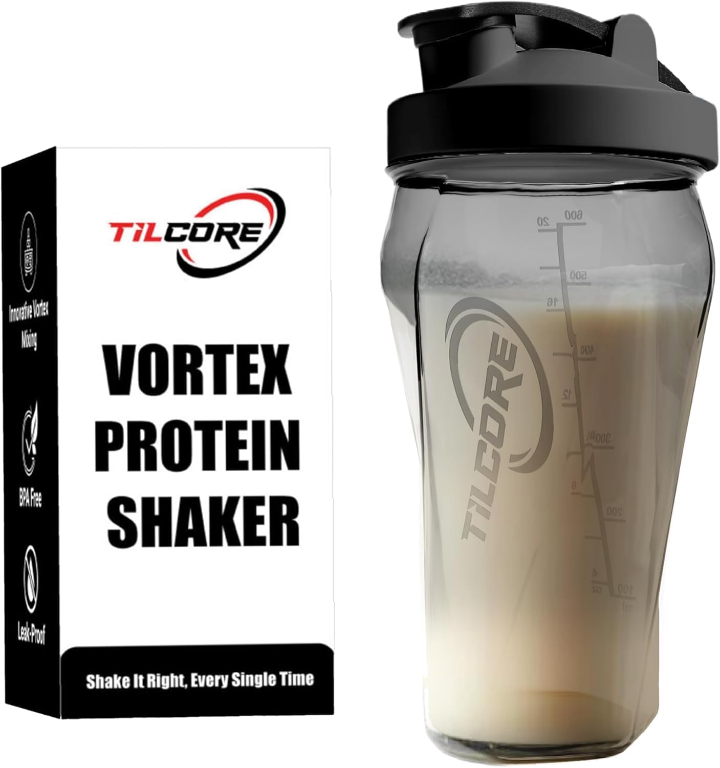 Amazon.com: Tilcore Vortex Protein Shaker Bottle 24 oz/700ml - Premium ...