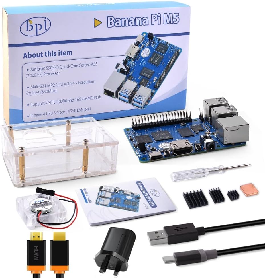 GeeekPi Banana Pi BPI-M5 single board computer use Amlogic S905X3 Quad ...