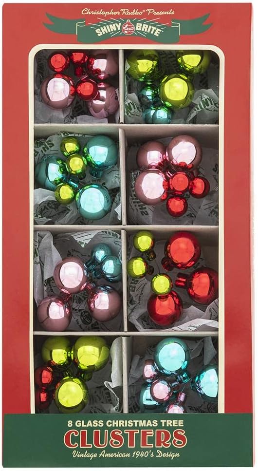 Amazon.com: Shiny Brite Festive Fete 8 Count 6Pc 1" & .5" Clusters ...