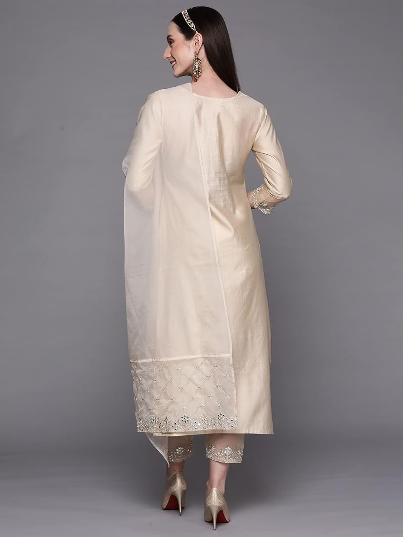 White Embroidered Kurta INDO ERA Trouser Set - Traditional Indian Women ...