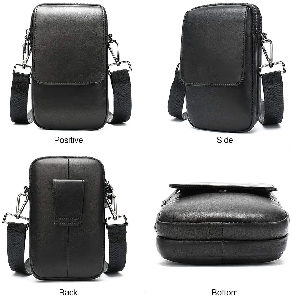 Cell Phone Shoulder Bag Leather Men, Vertical Phone Waist Bag, 6.5″ Men ...