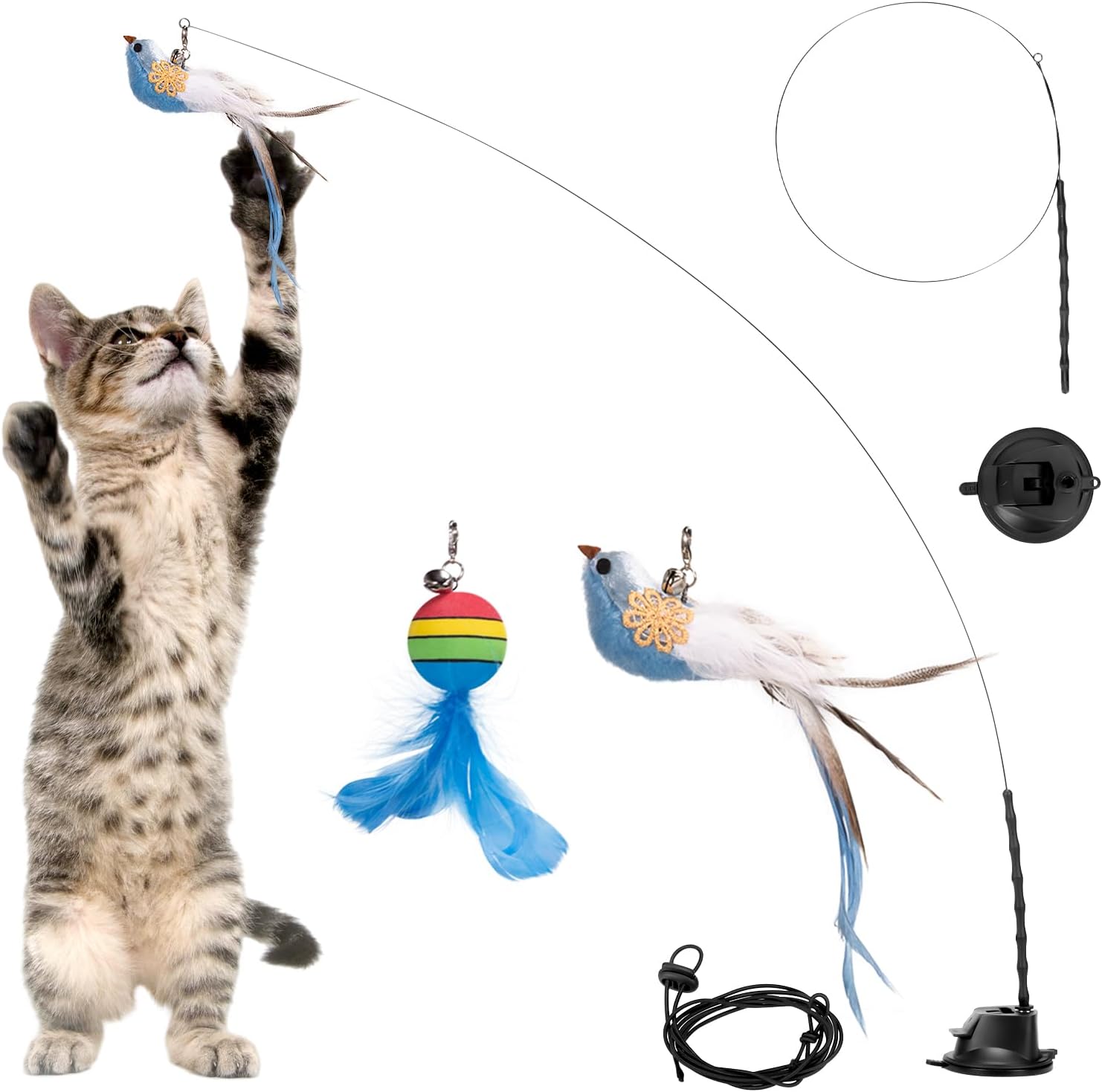 wishkit 5pcs Juguetes para Gatos Interactivos, 2 Juguetes con Campanas ...