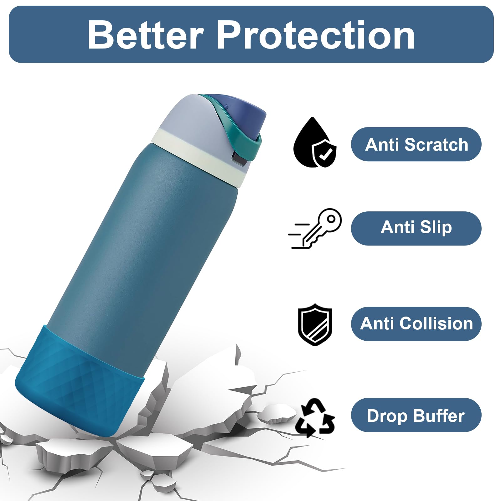 Snapklik.com : Silicone Boot For Owala Water Bottle 40 Oz, Anti-Slip ...