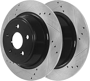 Amazon.com: AutoShack Black Hat Drilled and Slotted Brake Rotors Rear ...