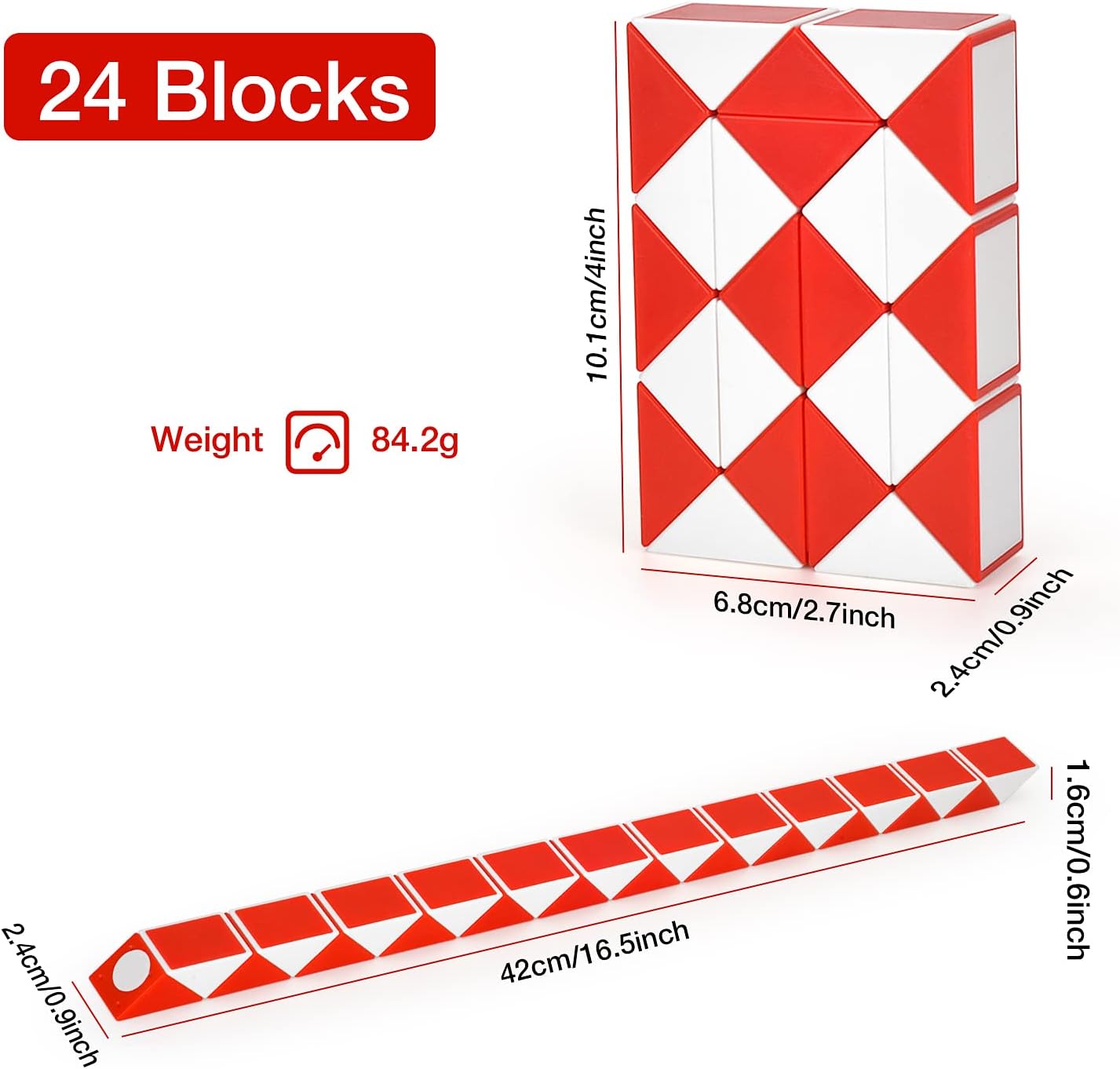 Magic Snake, 24 Blocks Snake Puzzle, TOYESS Twisty Magic Ruler, Brain ...