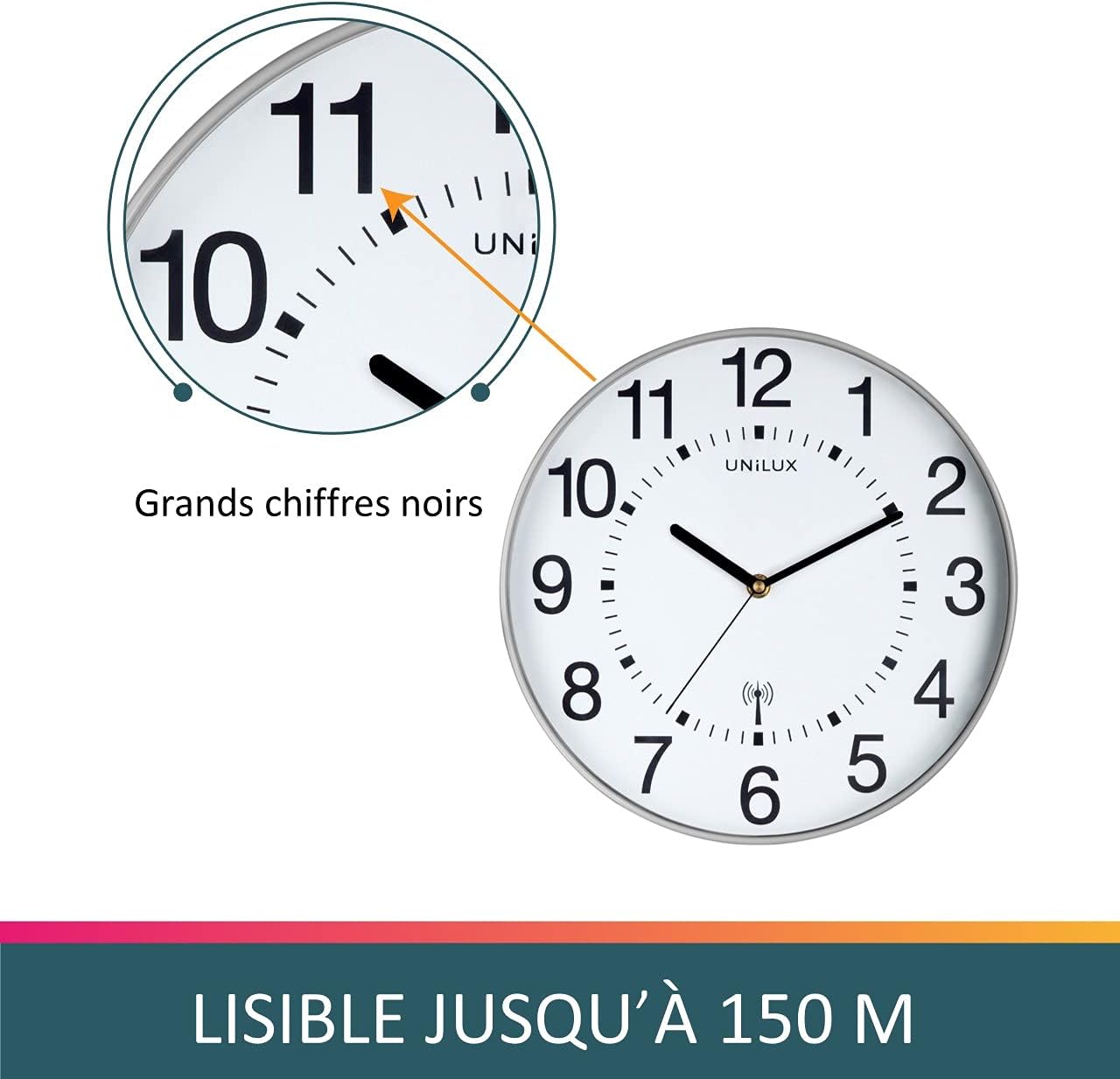 Unilux Maxi Wave 400094565 Wireless Wall Clock 37.5 cm Diameter Gauge ...